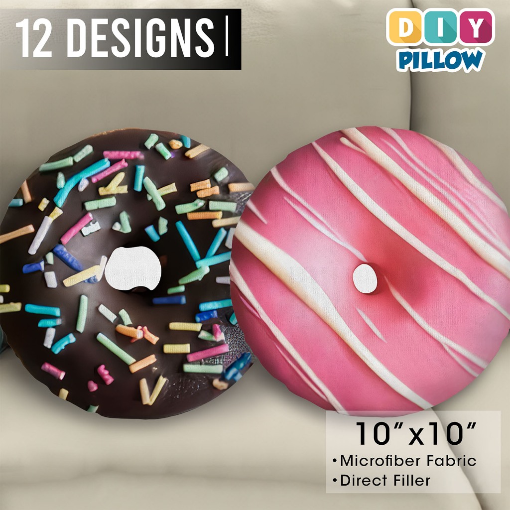 DIY PILLOW 10x10 Pillow Donut Flavors Choco-nut Chocolate rainbow ...
