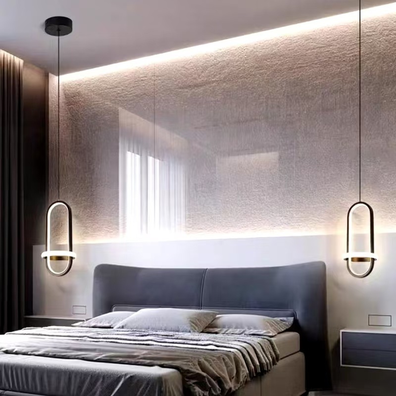 Nordic Tri-Color Led Chandelier Black Gold Bedroom Bar Counter Drop ...