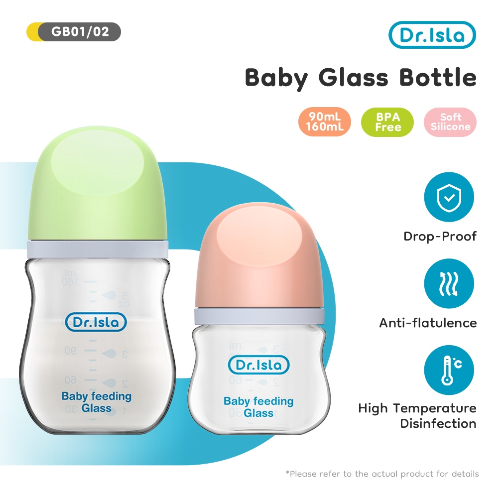 Dr.isla Baby Bottle For Newborn High Borosilicate Glass 90ML/160ML BPA ...