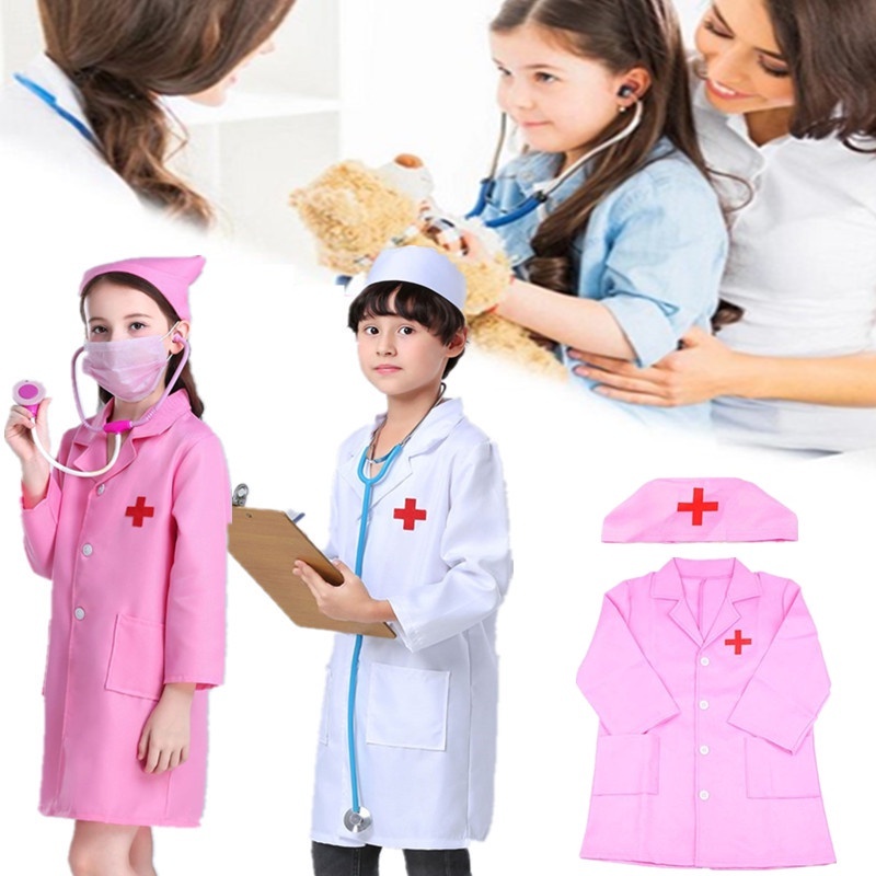 Children Doctor Role Play Costume Boys Girls Doctor Nurse Uniforms ...