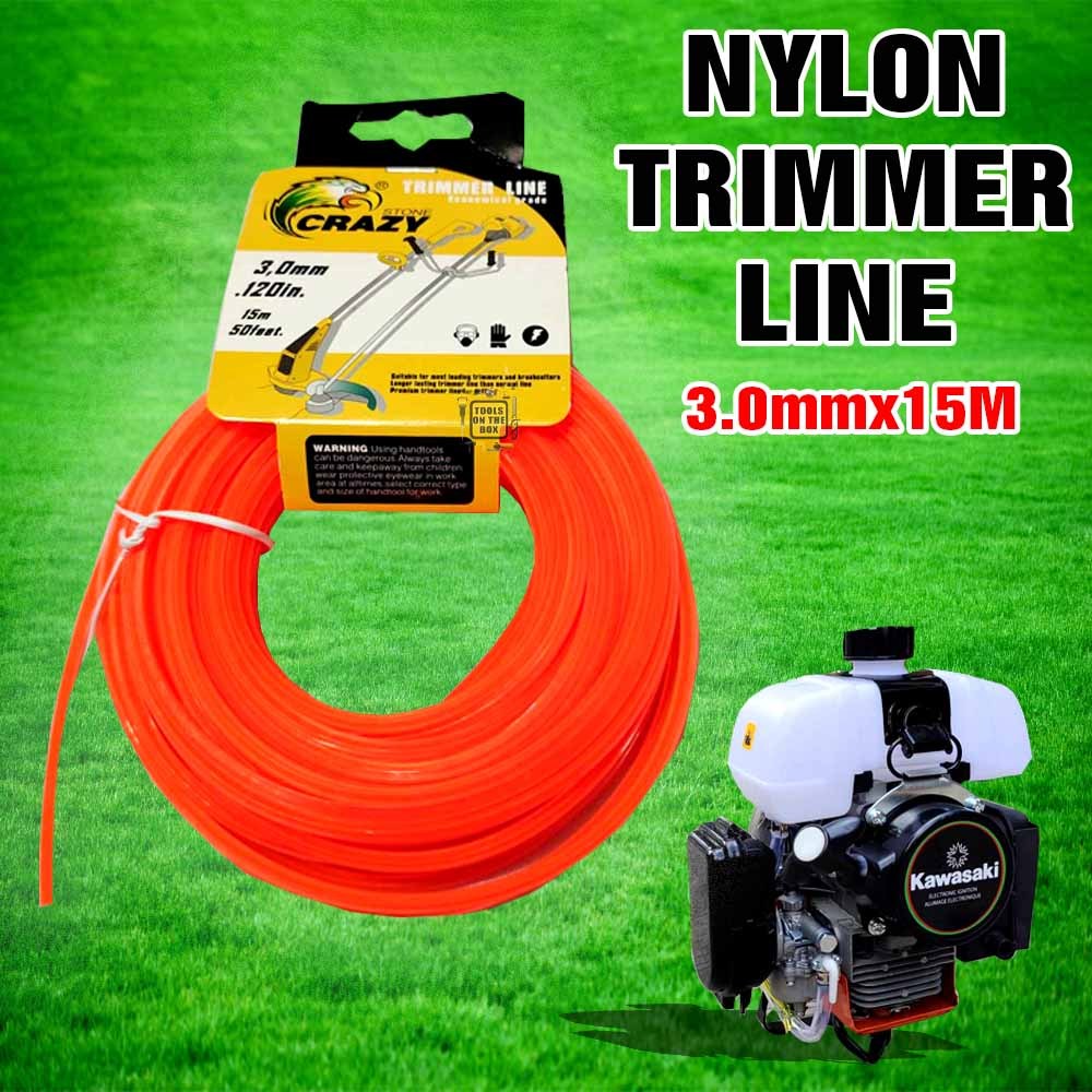 Nylon Trimmer Line 3.0mm x 15m Square Red (Tansi) for Grass Cutter / Brush Cutter | Shopee ...