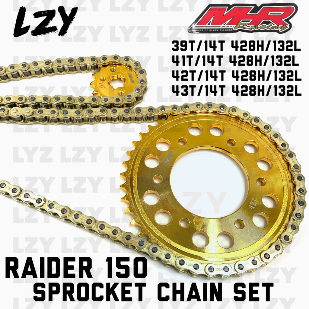 MHR Raider R150 Sprocket Gold Chain Set Motorcycle (39T/41T/42T/43T-14T ...