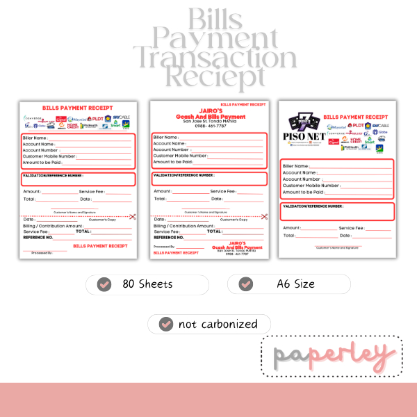 Bills Payment Receipt 80 sheets | Shopee Philippines
