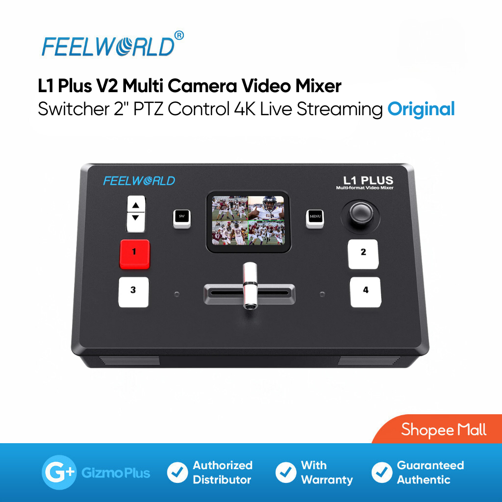 Feelworld L1 Plus V2 Multi Camera Video Mixer Switcher 2" Touch PTZ Control 4K Input Live ...