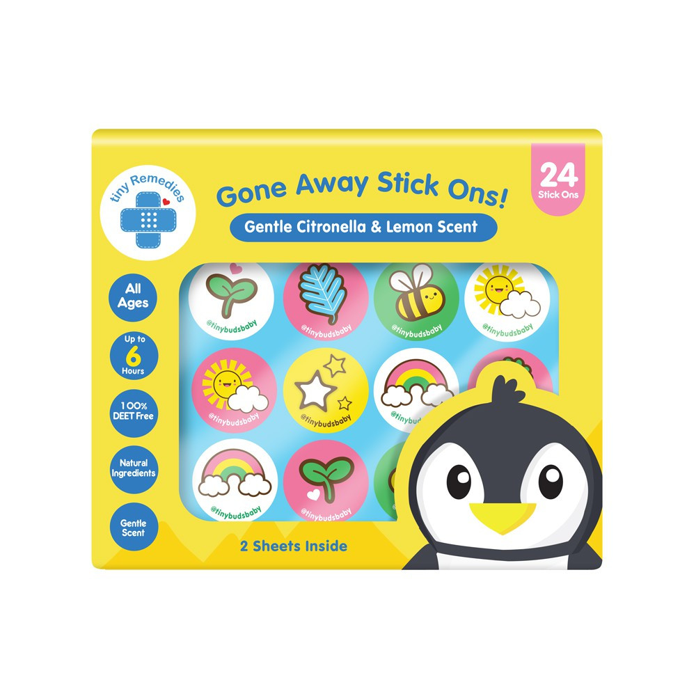 Tiny Buds Gone Away Stick Ons Gentle Citronella and Lemon Scent (24 Stickers) | Shopee Philippines