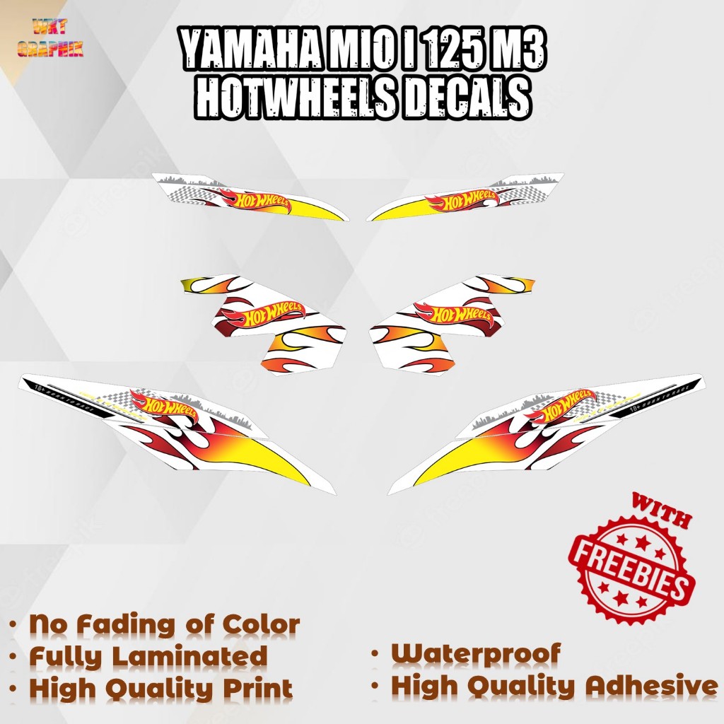 YAMAHA MIO I 125 M3 HOTWHEELS DECALS (WATERPROOF, LAMINATED, FADE PROOF ...