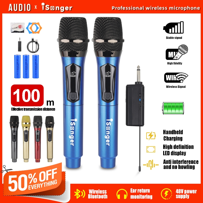 isonger Professional UHF wireless microphone Rechargeable mic | Shopee ...