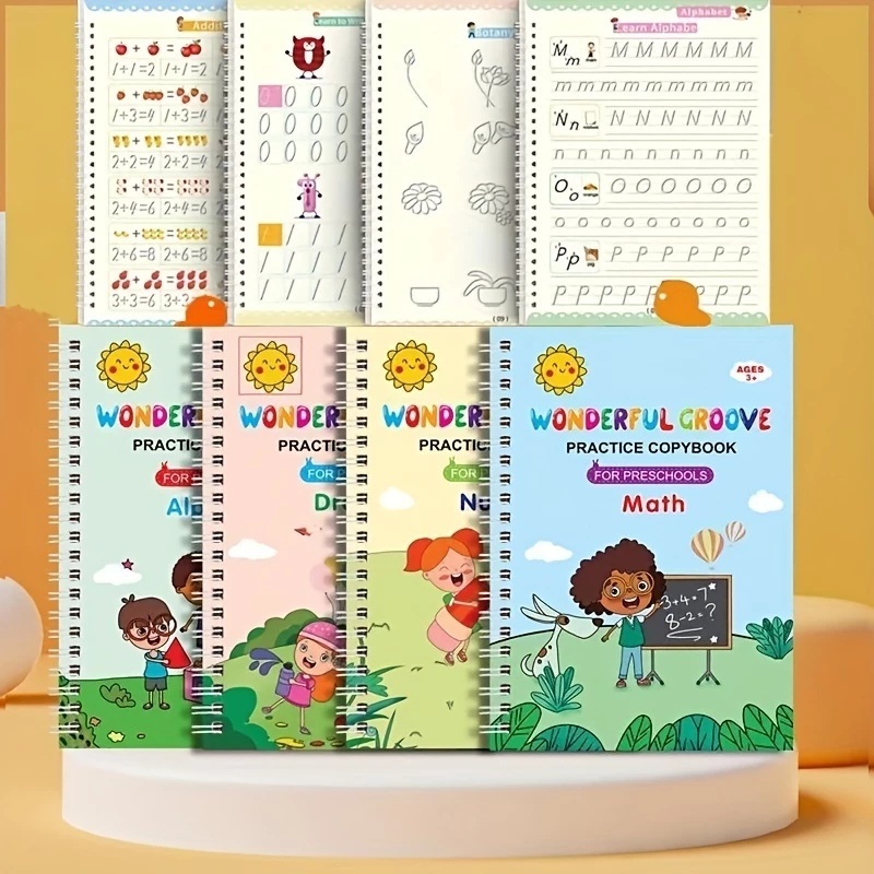 BS 4 Books/Set Reusable Magic Practice Writing Notebook Set with Pen ...