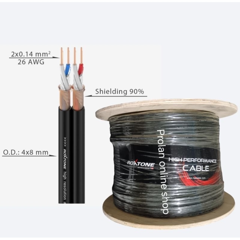 ROXTONE AC020Flat audio cable - 26AWG - 2 x 2 x 0.14 mm BALANCED( 1 ...