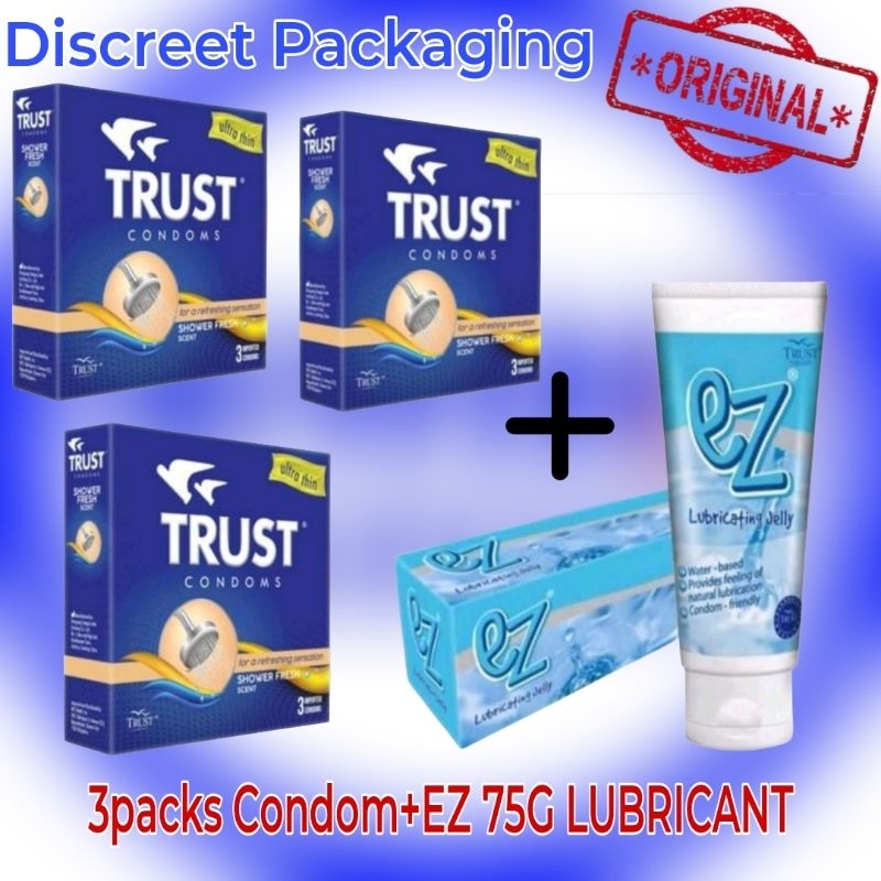 3 PACKS TRUST CONDOMS ALL VARIANTS PLUS EZ LUBRICANT 75grams (3 CONDOMS ...