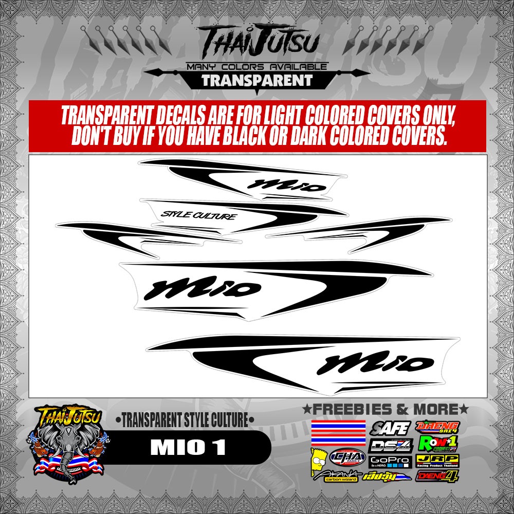 MIO 1 DECALS ( TRANSPARENT STYLE CULTURE )【ThaijutsuStickers】 | Shopee ...
