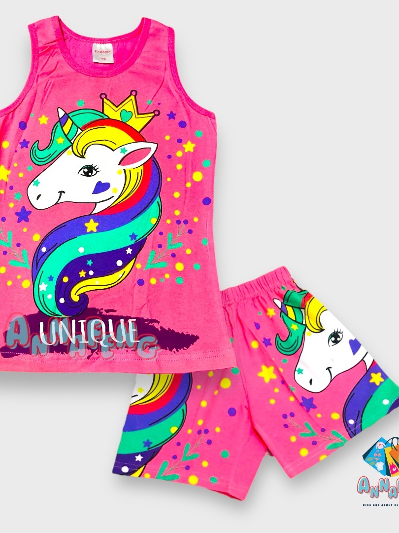 Unicorn Terno For Kids Sando And Short Baby Pair Girls Set | Shopee ...