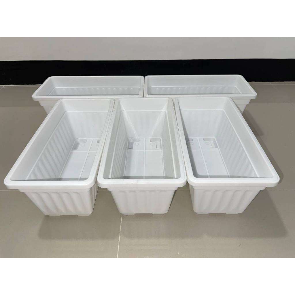 5 pieces big white rectangle pot for plant 27x11x12 cm / paso / garden ...