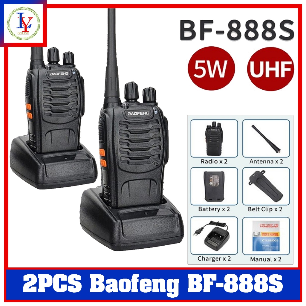 2PCS Baofeng BF-888S UHF FM Transceiver Portable Walkie Talkie Two-Way Radio BF888S (Black ...