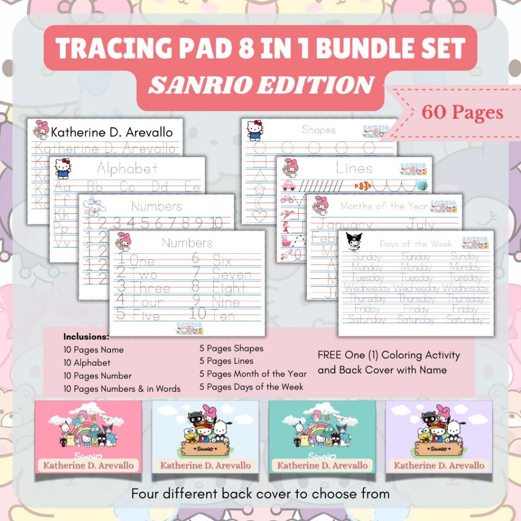 PERSONALIZED TRACING PAD BUNDLE EDITION - 60 PAGES WITH FREE ONE PAGE ...