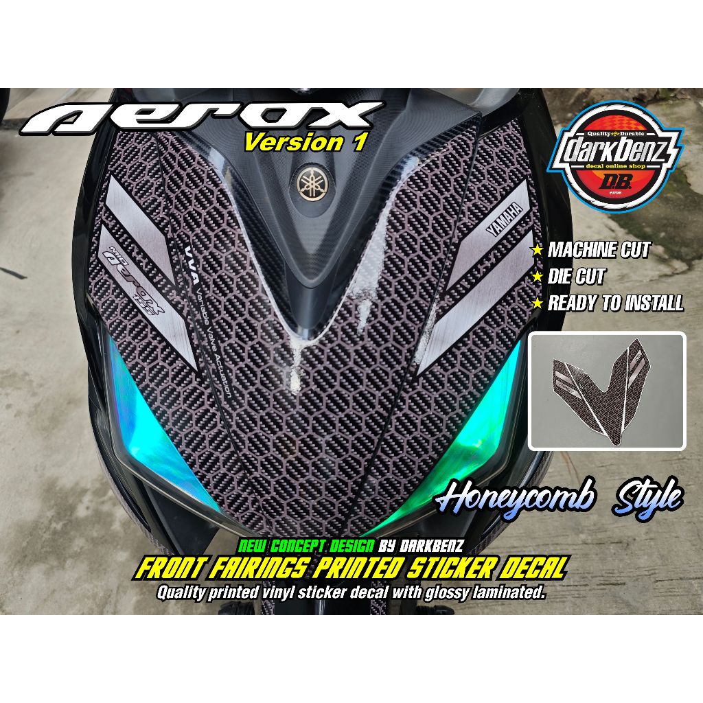 Yamaha Aerox Version 1 Front Fairings Printed Sticker Decal | custom ...