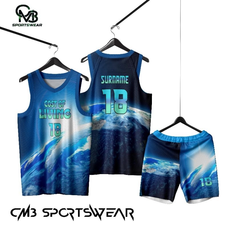 Blue Basketball Jersey Full Sublimation Change Team Name Surname and ...