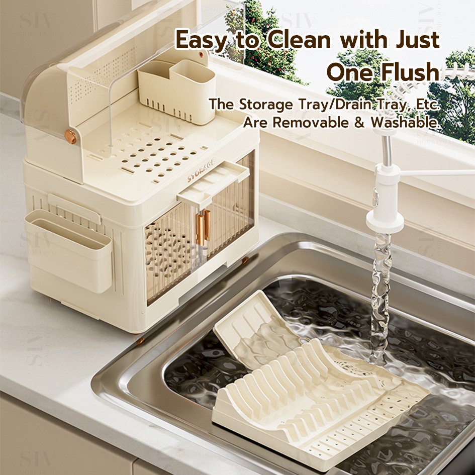 SIV Plastic Dish Cabinet Foldable Dish Drainer Drying Rack Aesthetic ...