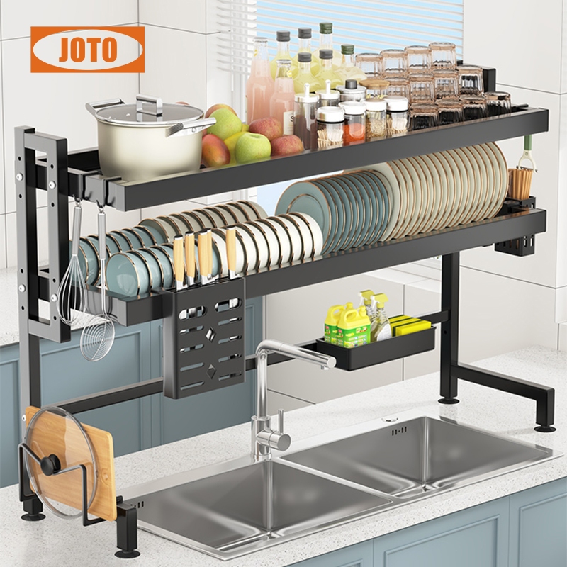 JOTO 1/2 Layer Dish Drainer Rack Dish Rack Over The Sink Plate Rack ...