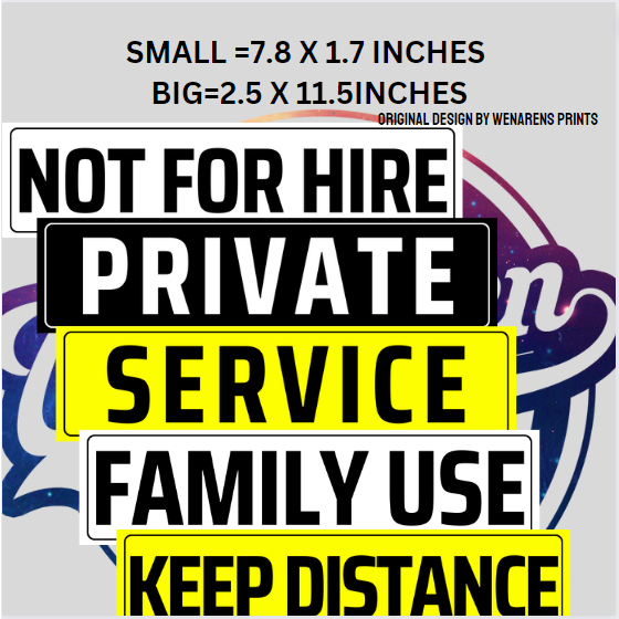 Not For Hire Service Private Family Use Only Keep Distance Waterproof ...