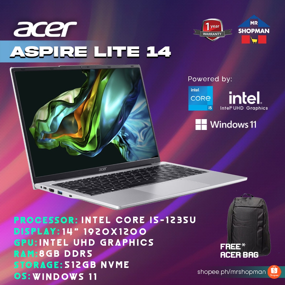 Acer Aspire Lite 14 AL14 51M 57H1 Intel Core i5 1235U | 14" | 8GB ...
