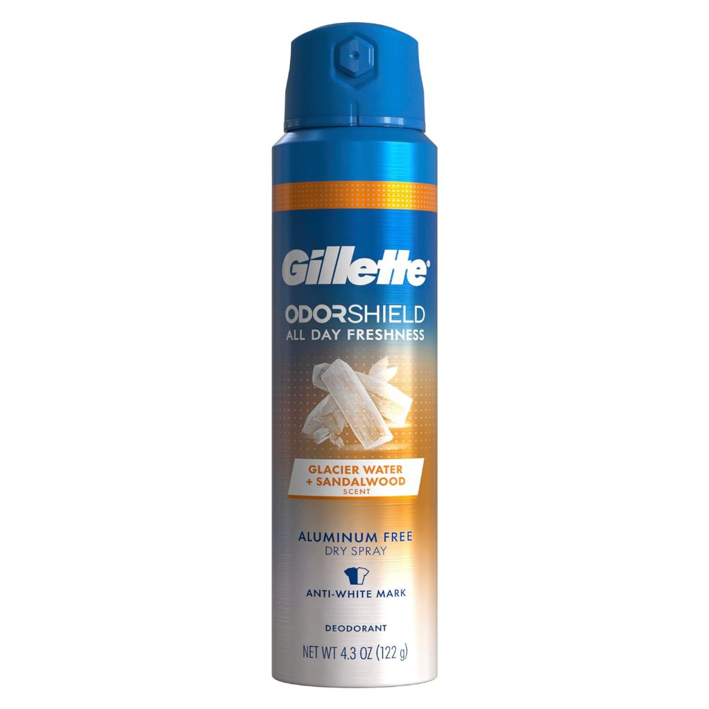 Gillette Glacier Water + Sandalwood Scent Dry Spray, Aluminum Free ...