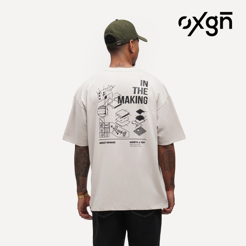 OXGN In The Making Graphic Oversized T-Shirt For Men (Bone) | Shopee ...