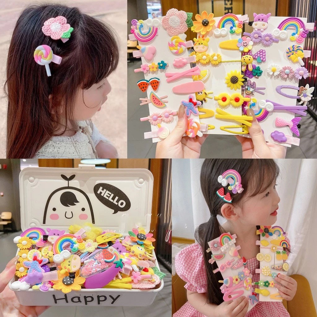 14Pcs Set Lovely Design Girls Hair Pins Cute Sweet Princess Bangs Clips ...
