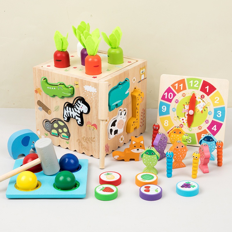 Multi-Functional Wooden Eight-in-One Early Education Toy For Young ...