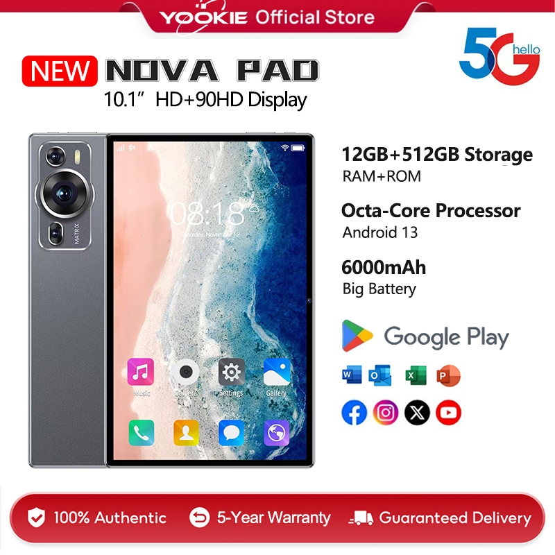 Yookie New 5G Gaming Tablet NOVA PAD 10 inch Android Tablet 12+512GB ...
