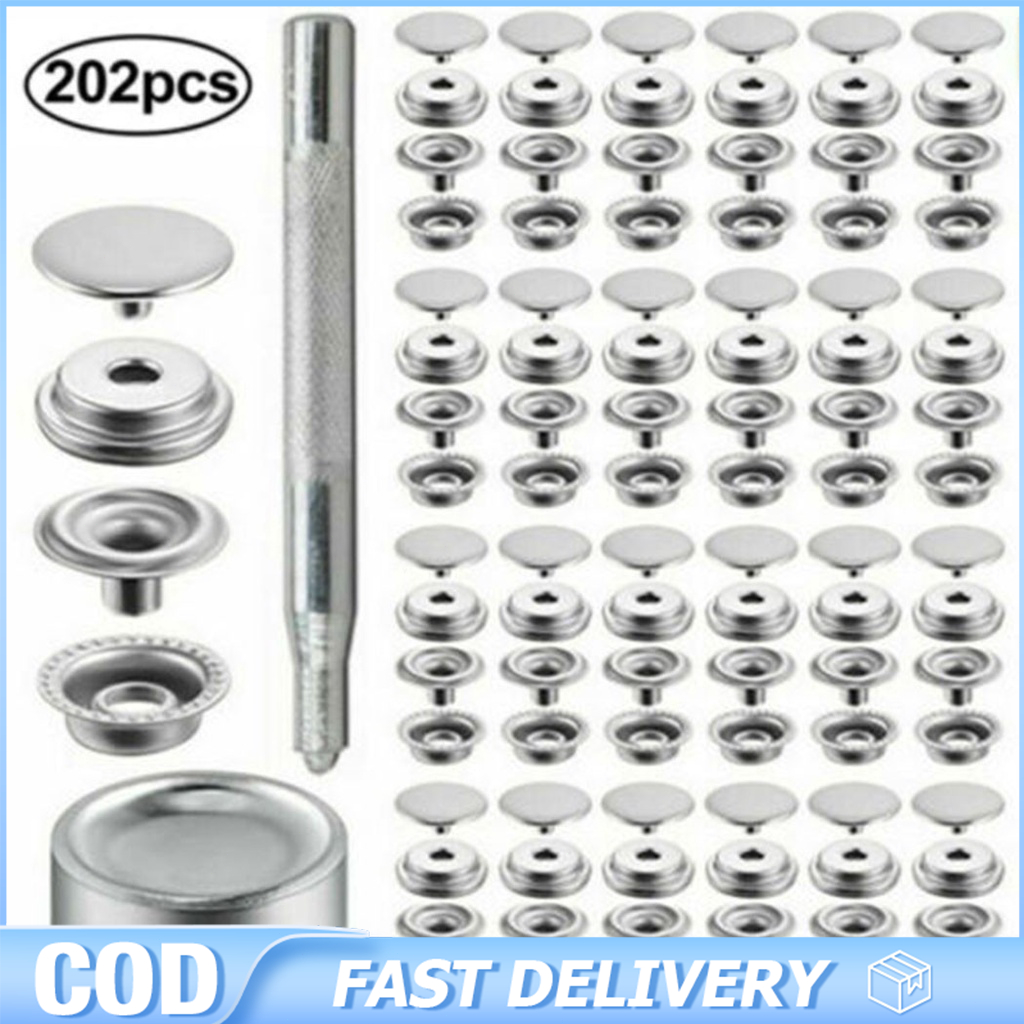 200Pcs/300pcs 15mm Snap Fastener Stainless Steel Fastener Snap Press ...