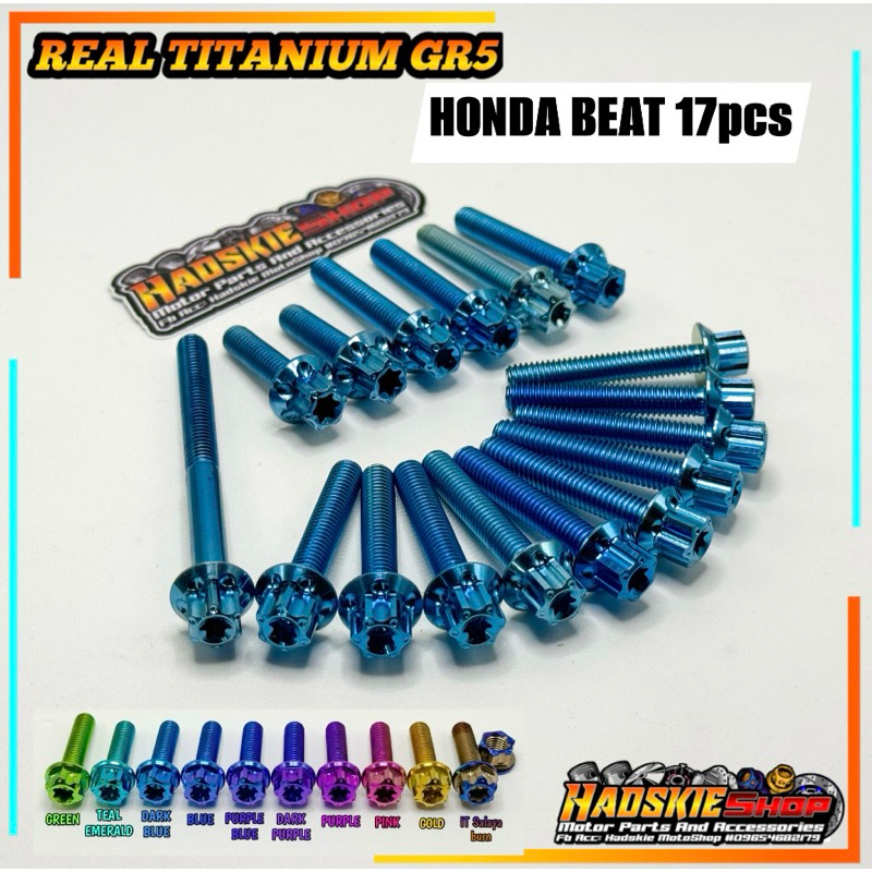 REAL TITANIUM GR5 HONDA BEAT CRANKCASE BOLTS SET (17pcs) | Shopee ...