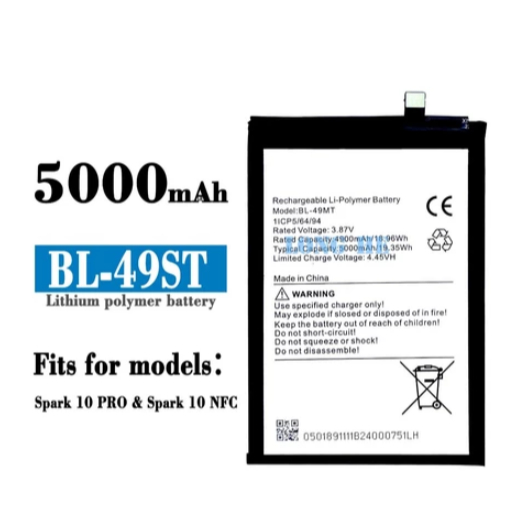 For TECNO SPARK 10 PRO SPARK 10C 10 NFC BL-49ST Battery BL49ST | Shopee ...