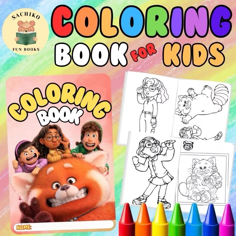 TURNING RED DISNEY PIXAR COLORING BOOK SACHIKO FUN BOOKS | Shopee ...