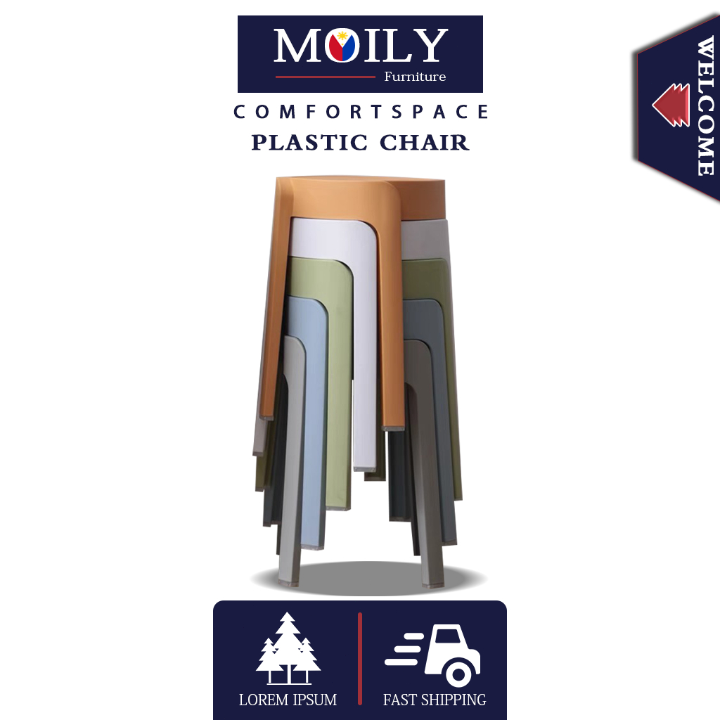 Nordic round stool, plastic thickened, folding dining table stool ...