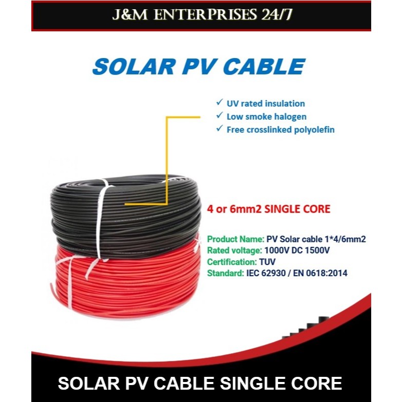 Solar PV Cable - Preferred Best in Quality Single core 6mm2 4mm2 Tinned ...