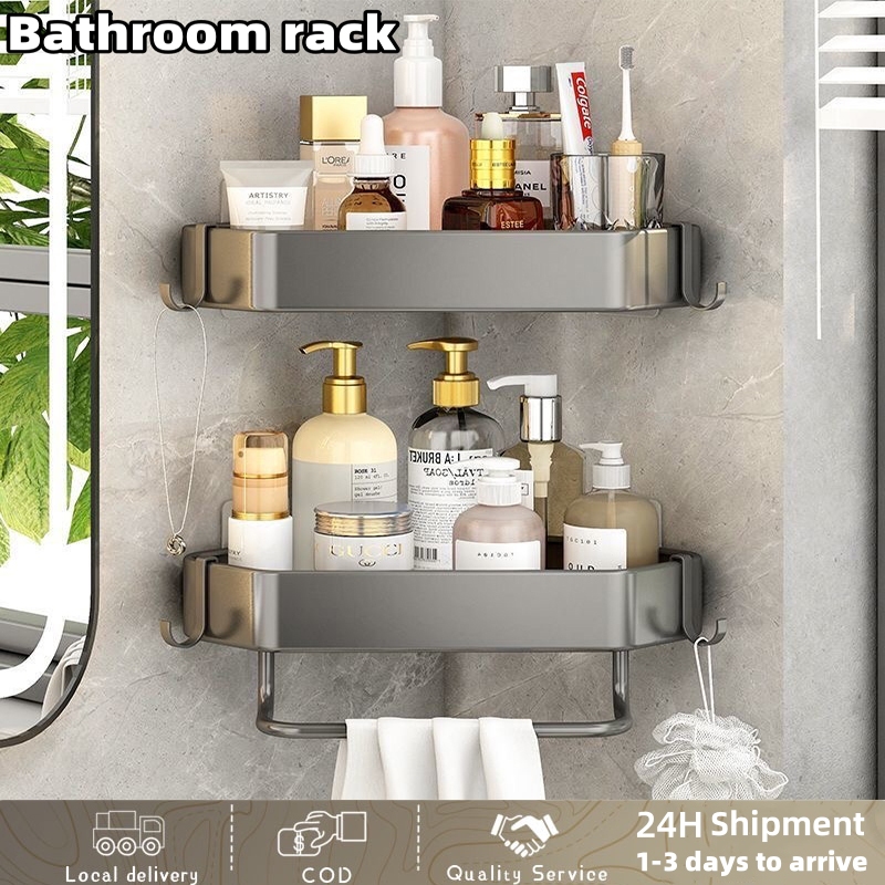 Punch-Free Bathroom Corner Shelf Corner Rack Bathroom Storage Rack ...