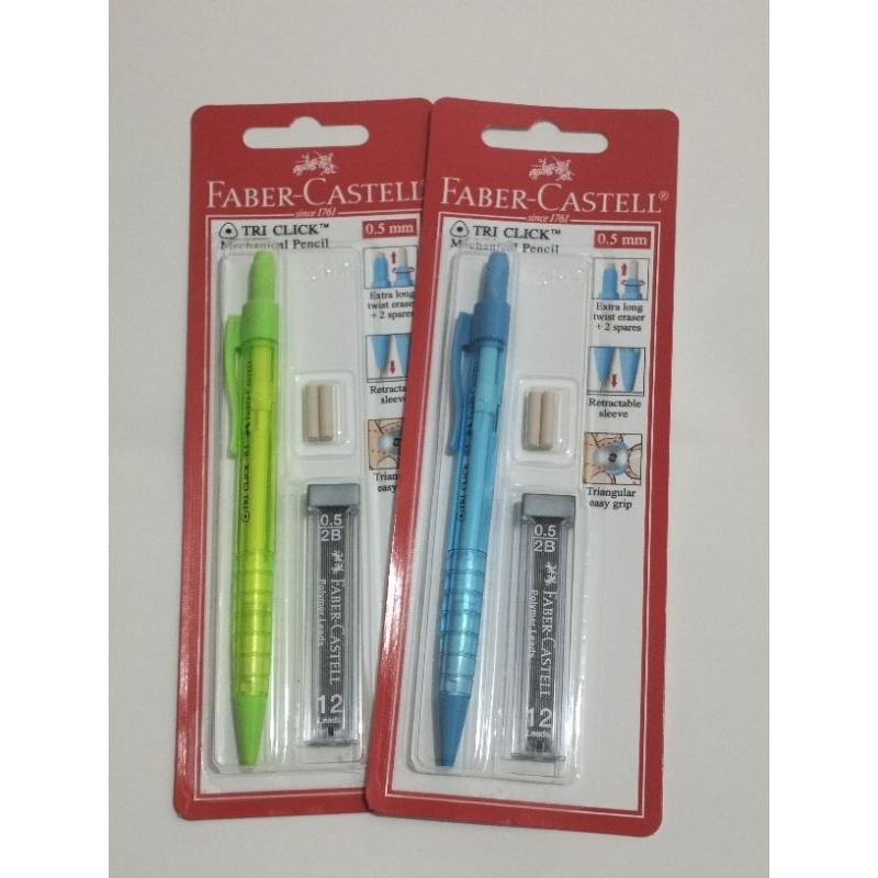 Faber-Castell Tri-Click Mechanical Pencil 0.5mm with Lead & Eraser ...