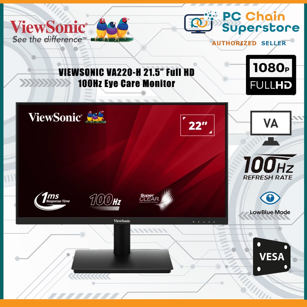 Viewsonic VA220-H Borderless Eye Care Flicker-Free Monitor - 21.5" Full ...