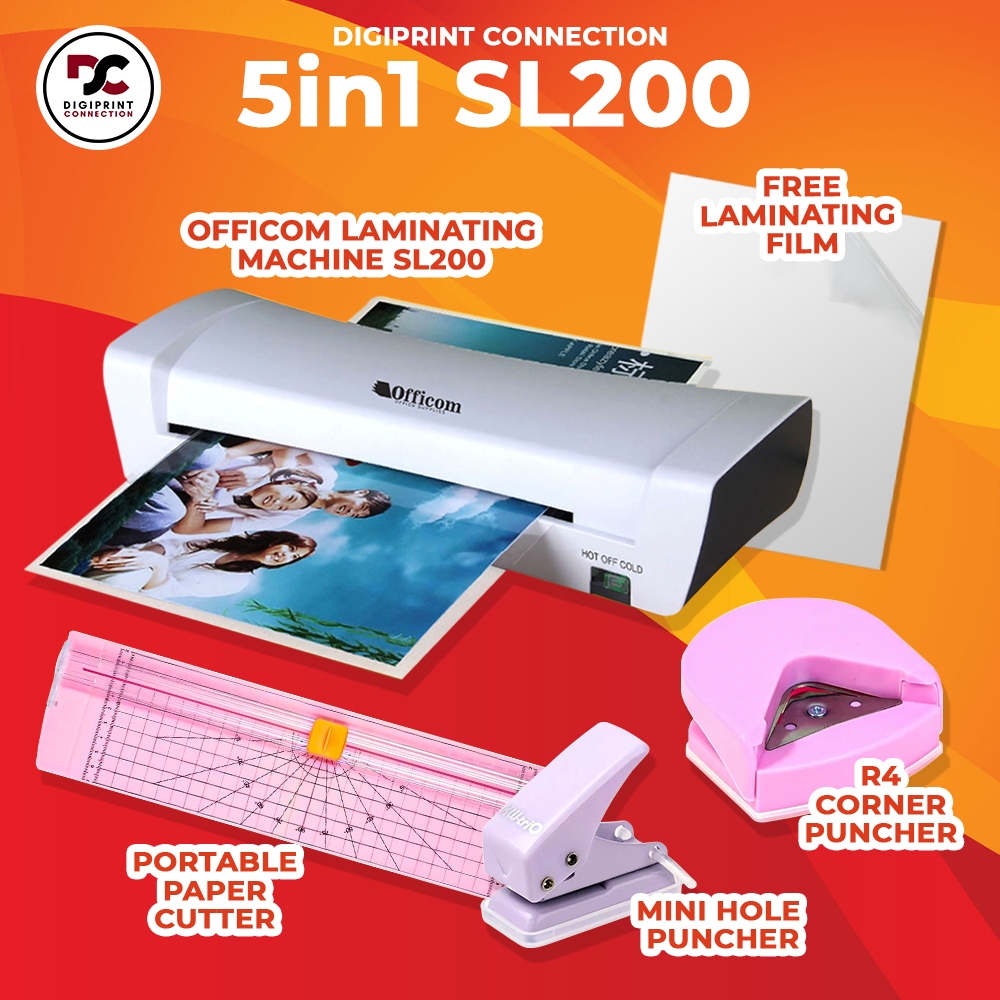 OFFICOM 5in1 Laminator SL200 Laminating Machine (HOT/COLD) w Puncher ...