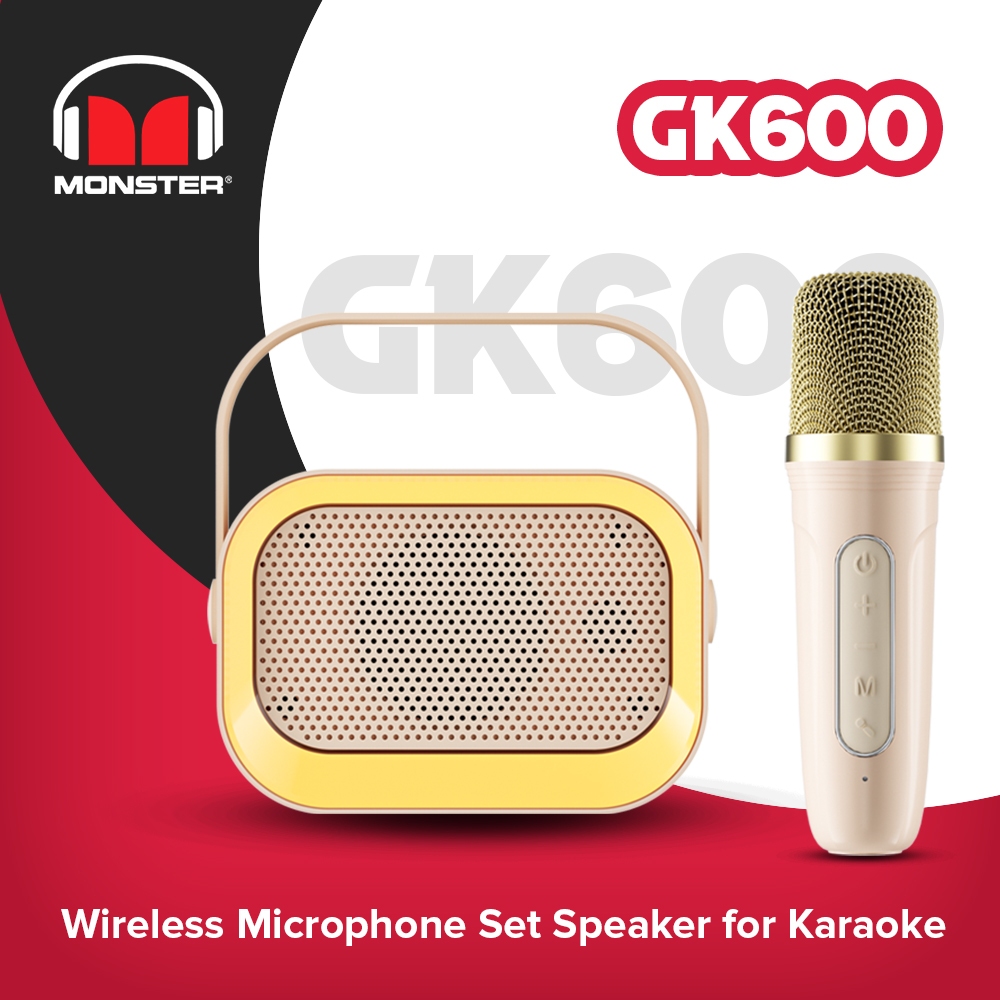 Monster GK600 Wireless Microphone Set Speaker for Karaoke Bluetooth ...