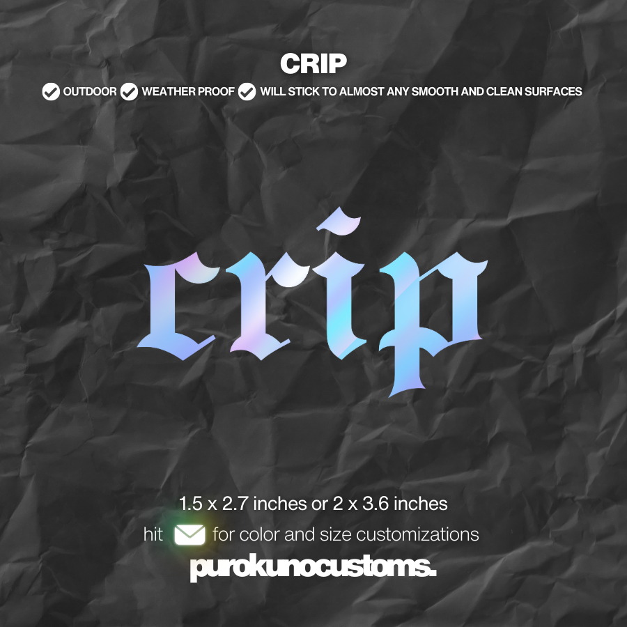 CRIP WATERPROOF AND WEATHERPROOF CAR & MOTORCYLE VINYL DECAL STICKER ...