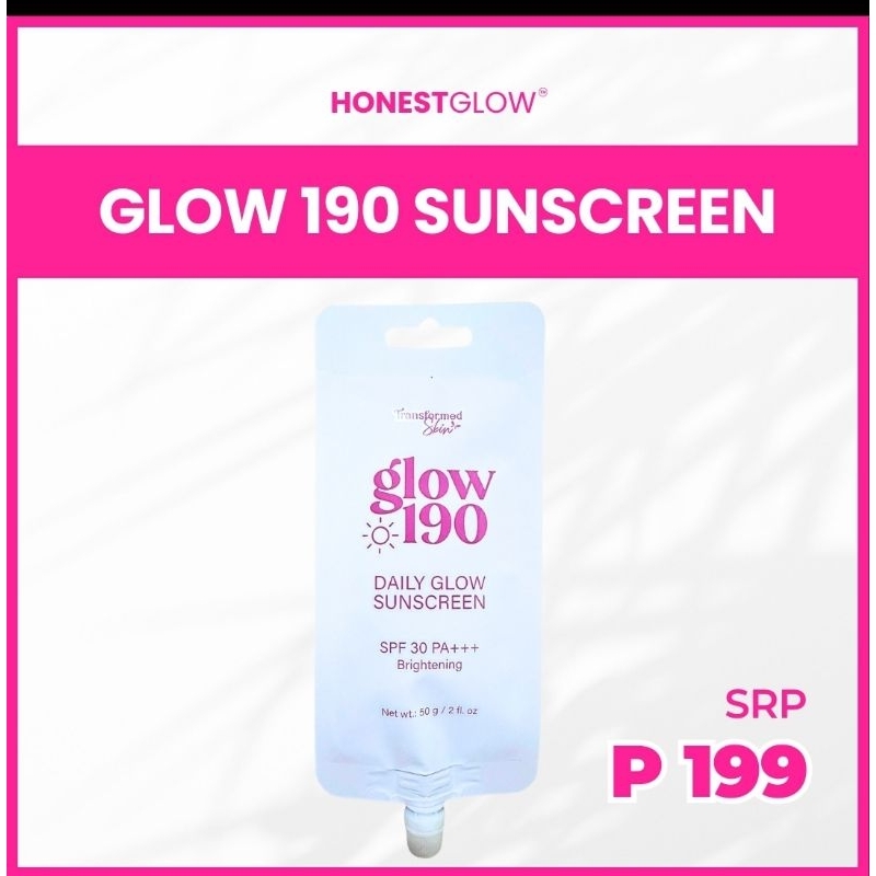 Glow190 Daily Glow Sunscreen SPF30 PA+++ (FDA/SPF Approved) | Shopee ...