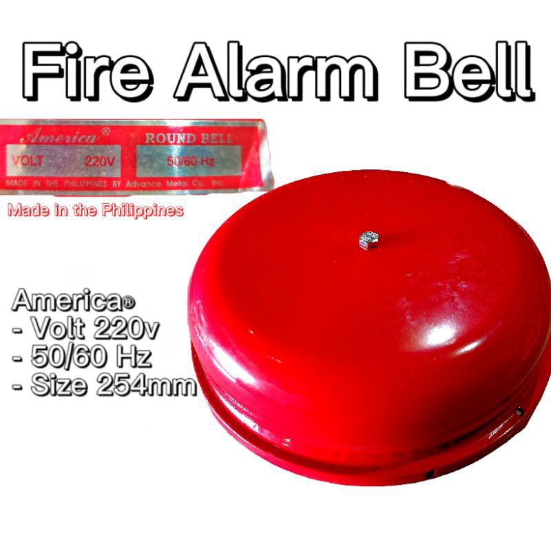 School Fire Alarm 8" AC 220V 254mm Dia Round Shape Electric Bell Red ...