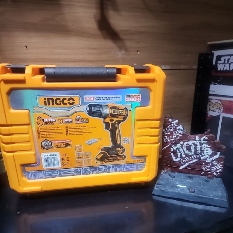 Ingco 20v 52Nm Compact Brushless Cordless Drill 20v CDLI20453 Set Pack ...
