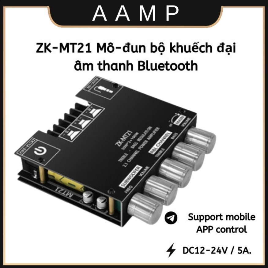 ZK-MT21 50WX2+100W 2.1Channel Bluetooth 5.0 Subwoofer Amplifier Board ...