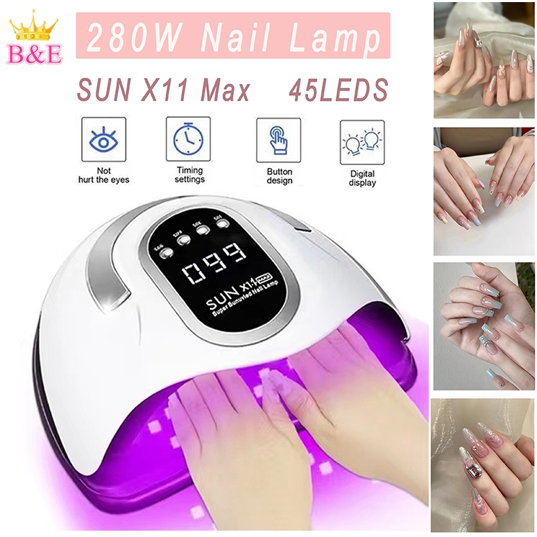 B&E 280W SUN X11 MAX Nail LAMP 45LEDs UV light Nail Dryer Quick Dryer ...
