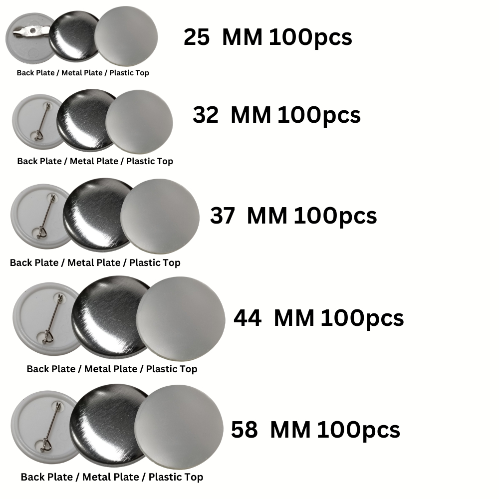 Button Pin Badge Consumables 100pcs Size 25mm to 58mm for Badge Maker ...