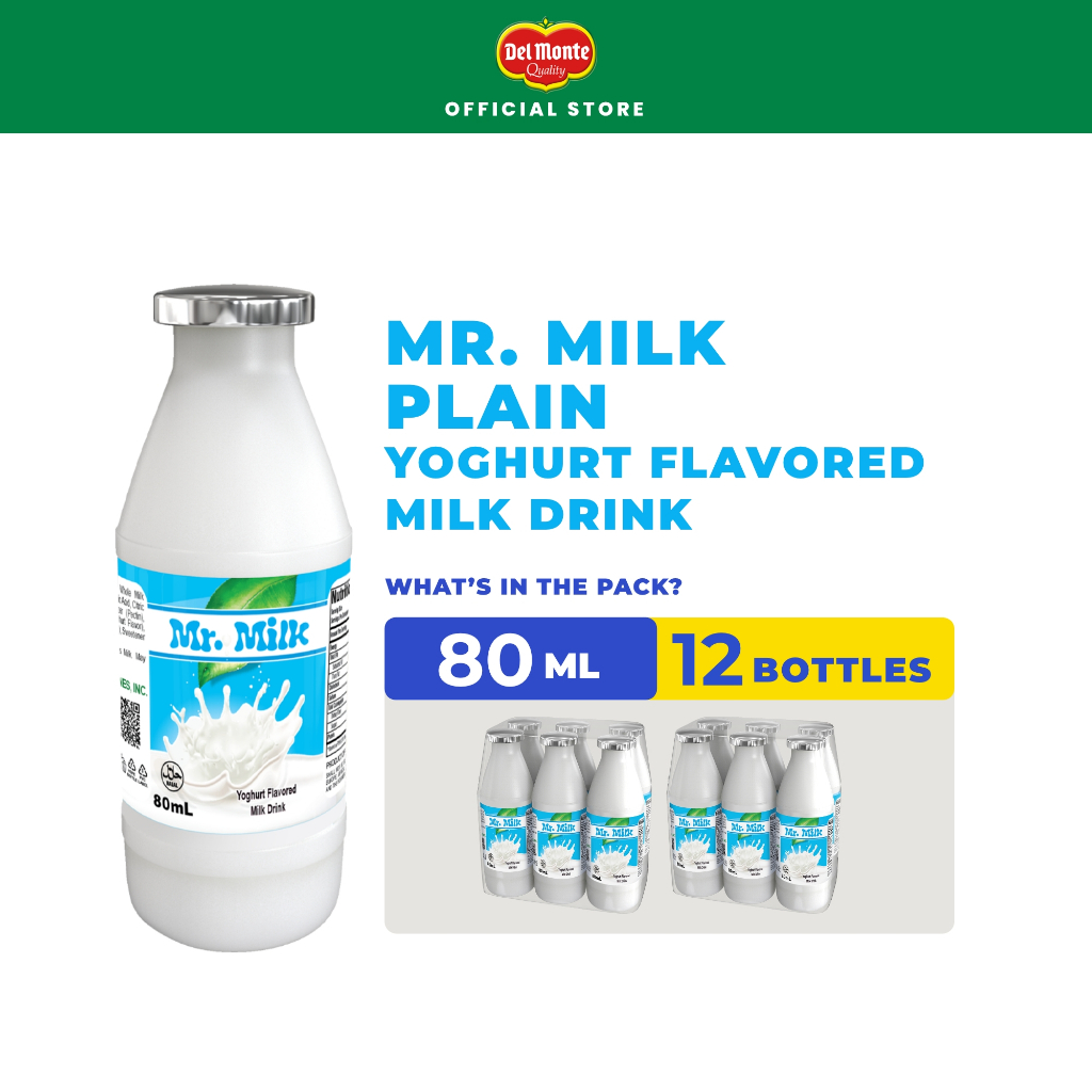 MR. MILK Plain Yoghurt Flavored Milk Drink that Kids Love - 80ml x 12 ...