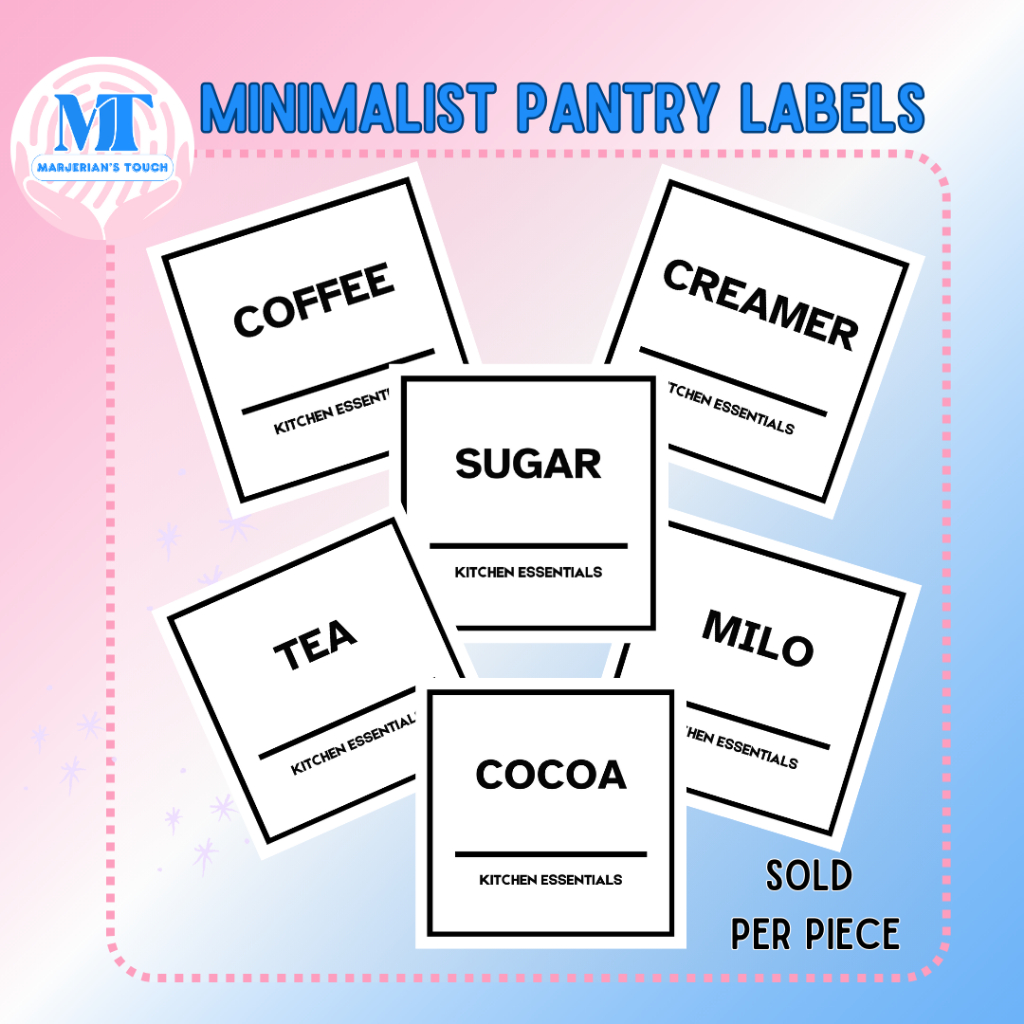 MINIMALIST PANTRY LABELS BATHROOM LABELS WATERPROOF GLOSSY VINYL ...